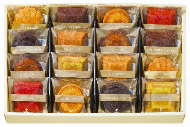 ●セット内容／（メープルアーモンドケーキ・いちごバターケーキ・チョコオレンジケーキ・りんごバターケーキ・マドレーヌ・フィナンシェ）各2、フィナンシェ（ピスタチオ・ショコラ）各2 【卵・乳成分・小麦】●箱サイズ／箱217×358×44mm●賞...