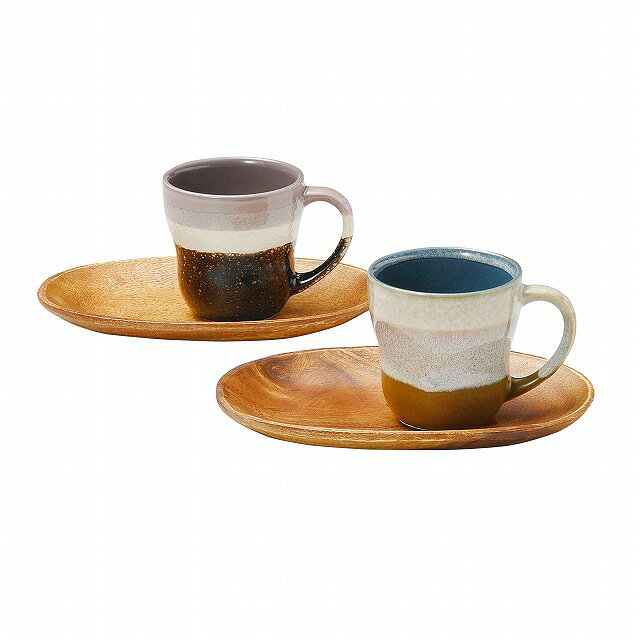 ●セット内容／マグφ91×90mm（350ml）×2：磁器、トレー226×154×26mm×2：天然木（アカシア）・ラッカー塗装●箱サイズ／箱230×165×123mm●原産国／JPN・CHN●重量／1000g