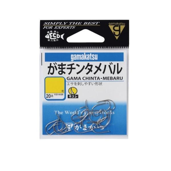 がまチンタメバル●商品情報 ・GAMAKATSU がまかつ ・活エビ用の細軸です。しかし、突然チヌやグレが食いついても安心して取り込める形状に仕上げています。 ・半スレ ・極小のバーブ（カエシ）を持つ製品。 ・通常のバーブより小さいため、貫...