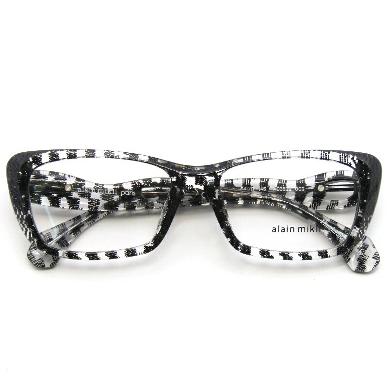 商品詳細 ブランド名 alain mikli 色 フレーム:002 New damier black transparent/blackレンズ:デモレンズ用途に合わせてレンズをご用意くださいませ。 SIZE サイズ：54□17-145レンズ...