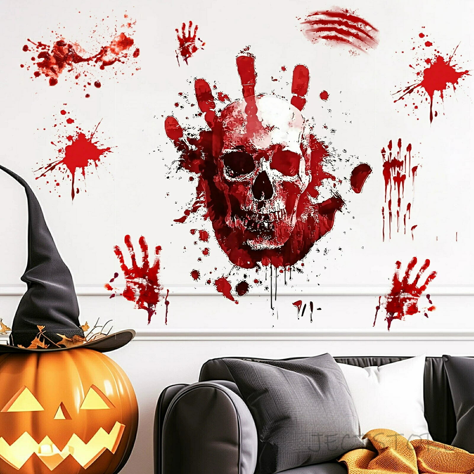 商品情報 【商品名】ハロウィン 飾 【商品番号】z49 【商品仕様】 ハロウィン 飾り ウォールステッカー ハロウィンステッカー 窓ステッカー ハロウィン 人影 幽霊 血まみれの手形 静電ステッカー ガラス ステッカー 両面 デコレーション...