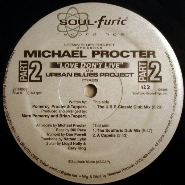 ・アーティスト Urban Blues Project, Michael Procter ・タイトル Love Don't Live (Part 2) (The Urban Blues Project Mixes) ・レーベル・型番 Sou...