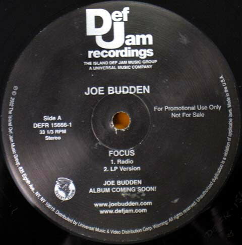 ・アーティスト Joe Budden ・タイトル Focus ・レーベル・型番 Def Jam Recordings DEFR156661 ・フォーマット 12" ・コンディション(盤) 良い (VG+) ・コンディション(ジャケット) 良...