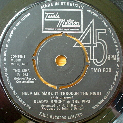 ・アーティスト Gladys Knight & The Pips ・タイトル Help Me Make It Through The Night ・レーベル・型番 Tamla Motown TMG830 ・フォーマット 7インチレコード ・...