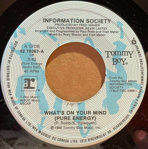 ・アーティスト Information Society ・タイトル What's On Your Mind (Pure Energy) ・レーベル・型番 Tommy Boy 9278267 ・フォーマット 7インチレコード ・コンディション...