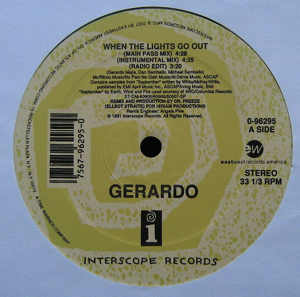 ・アーティスト Gerardo ・タイトル When The Lights Go Out ・レーベル・型番 Interscope Records 096295 ・フォーマット 12" ・コンディション(盤) 良い (VG+) ・コンディショ...
