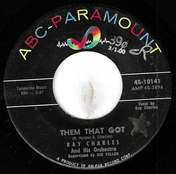 ・アーティスト Ray Charles & His Orchestra ・タイトル Them That Got / I Wonder ・レーベル・型番 ABC-Paramount 4510141 ・フォーマット 7" ・コンディション(盤)...