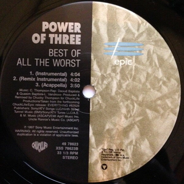 ・アーティスト Power Of Three ・タイトル Best Of All The Worst ・レーベル・型番 Epic, ChuckLife 4978623 ・フォーマット 12" ・コンディション(盤) 良い (VG+) ・コン...