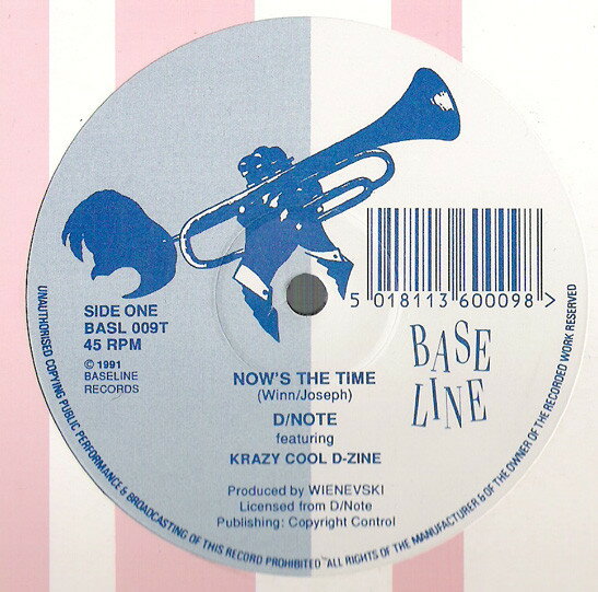 ・アーティスト DNote, Krazy Cool D-Zine ・タイトル Now's The Time ・レーベル・型番 Baseline Records BASL009T ・フォーマット 12" ・コンディション(盤) 良い (VG+...