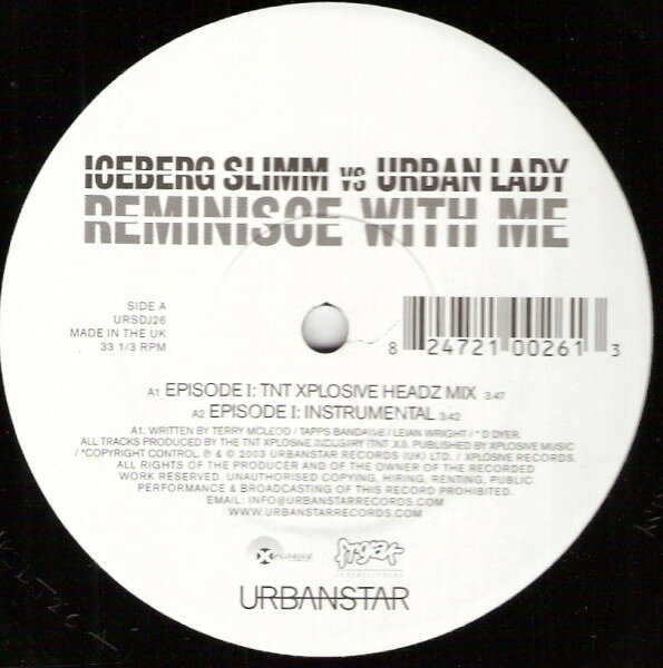・アーティスト Iceberg Slimm, Urban Lady ・タイトル Reminisce With Me ・レーベル・型番 Urbanstar URSDJ26 ・フォーマット 12" ・コンディション(盤) 良い (VG+) ・コ...