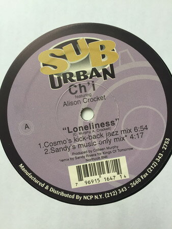 ・アーティスト Ch'i, Alison Crockett ・タイトル Loneliness ・レーベル・型番 Sub-Urban SU47 ・フォーマット 12インチレコード ・コンディション(盤) 良い (VG+) ・コンディション(ジ...