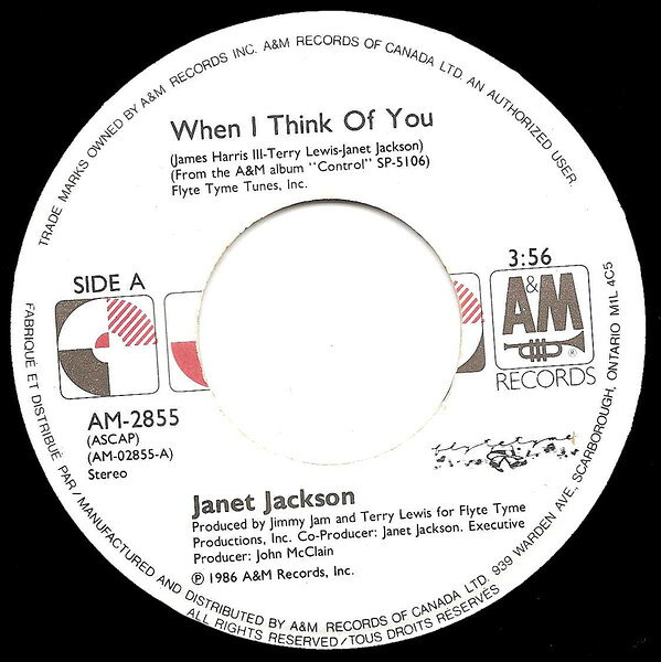 ・アーティスト Janet Jackson ・タイトル When I Think Of You ・レーベル・型番 A&M Records AM2855 ・フォーマット 7インチレコード ・コンディション(盤) 可 (VG) ・コンディション...