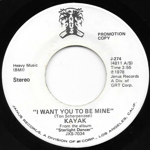・アーティスト Kayak ・タイトル I Want You To Be Mine ・レーベル・型番 Janus Records PROMOJ274 ・フォーマット 7" ・コンディション(盤) 良い (VG+) ・コンディション(ジャケッ...