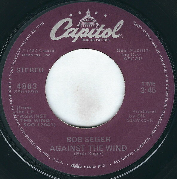 ・アーティスト Bob Seger ・タイトル Against The Wind ・レーベル・型番 Capitol Records 4863 ・フォーマット 7インチレコード ・コンディション(盤) 良い (VG+) ・コンディション(ジャ...