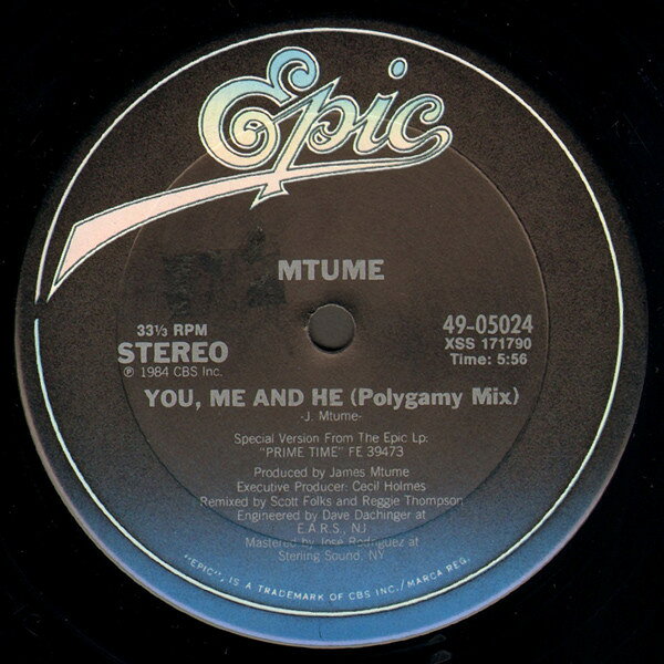 ・アーティスト Mtume ・タイトル You, Me And He ・レーベル・型番 EPIC 4905024 ・フォーマット 12インチレコード ・コンディション(盤) 良い (VG+) ・コンディション(ジャケット) プレインカバー（...