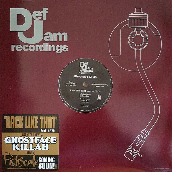 ・アーティスト Ghostface Killah ・タイトル Back Like That ・レーベル・型番 Def Jam Recordings DEFR164851 ・フォーマット 12インチレコード ・コンディション(盤) 良い (V...