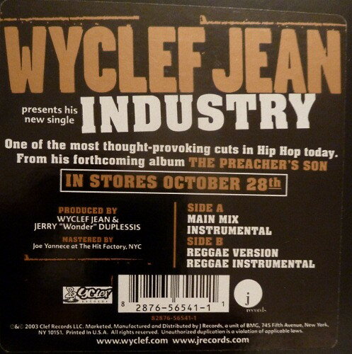 ・アーティスト Wyclef Jean ・タイトル Industry ・レーベル・型番 J Records 82876565411 ・フォーマット 12インチレコード ・コンディション(盤) 良い (VG+) ・コンディション(ジャケット)...