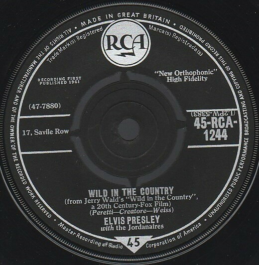 ・アーティスト Elvis Presley ・タイトル Wild In The Country ・レーベル・型番 RCA 45RCA1244 ・フォーマット 7インチレコード ・コンディション(盤) 可 (VG) ・コンディション(ジャケッ...