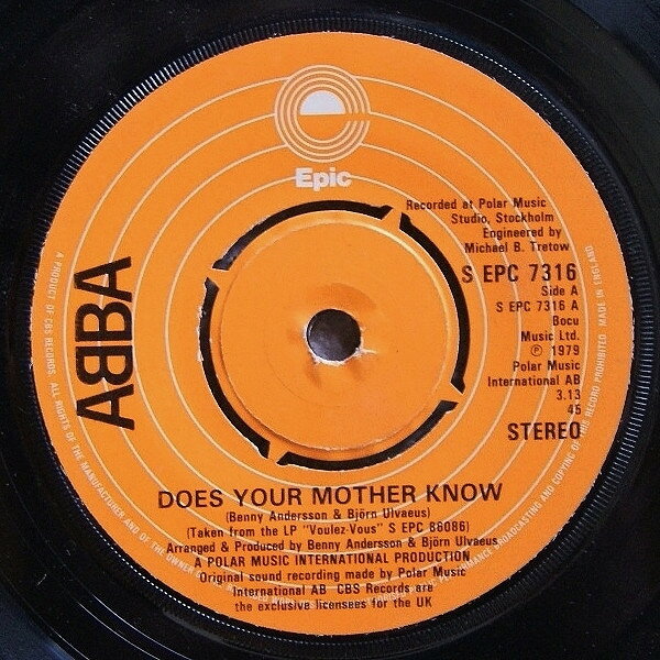 ・アーティスト ABBA ・タイトル Does Your Mother Know ・レーベル・型番 Epic SEPC7316 ・フォーマット 7インチレコード ・コンディション(盤) 良い (VG+) ・コンディション(ジャケット) プレ...