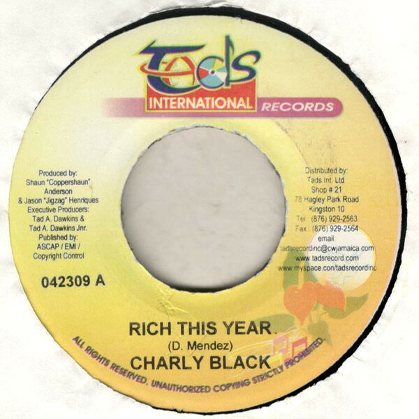 ・アーティスト Charly Black ・タイトル Rich This Year ・レーベル・型番 Tad's International 042309 ・フォーマット 7インチレコード ・コンディション(盤) 良い (VG+) ・コンデ...