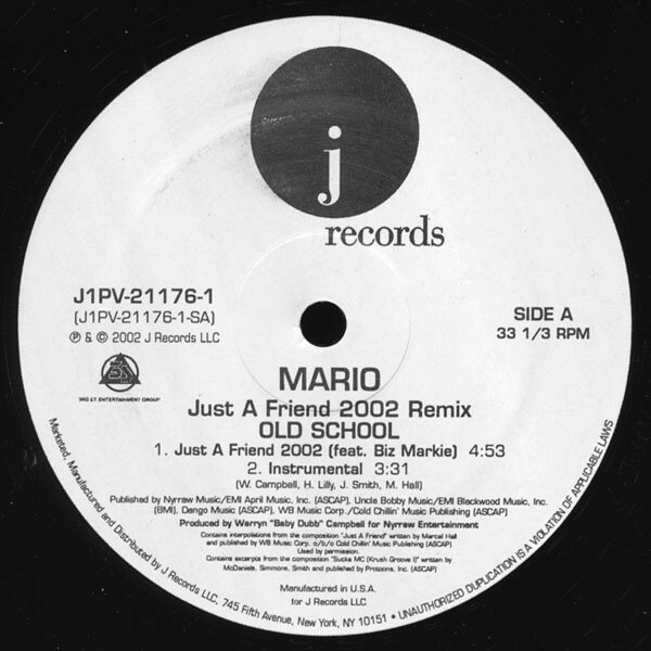 ・アーティスト Mario ・タイトル Just A Friend (2002 Remix) ・レーベル・型番 J Records J1PV211761 ・フォーマット 12インチレコード ・コンディション(盤) 良い (VG+) ・コンデ...