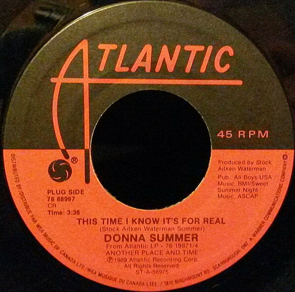 ・アーティスト Donna Summer ・タイトル This Time I Know It's For Real ・レーベル・型番 Atlantic 7888997 ・フォーマット 7インチレコード ・コンディション(盤) 良い (VG+...