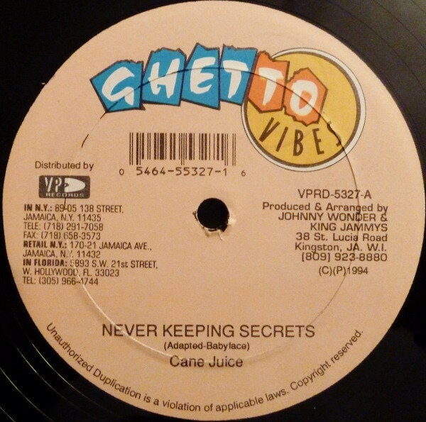 ・アーティスト Cane Juice / Angel Doolas & Black Mice ・タイトル Never Keeping Secrets / Digging A Grave ・レーベル・型番 Ghetto Vibes VPRD5...