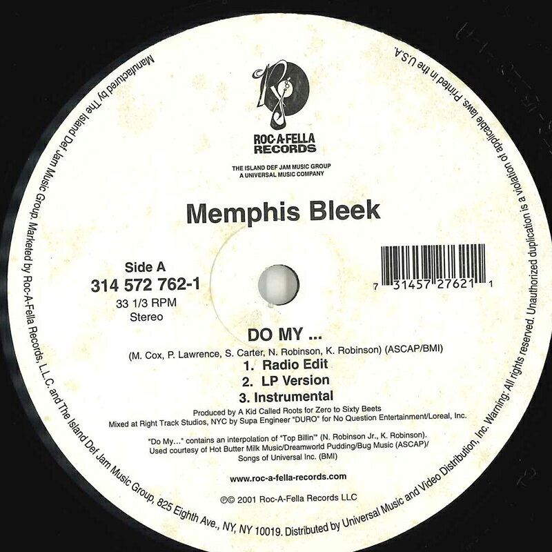 ・アーティスト Memphis Bleek ・タイトル Do My... / I Get High ・レーベル・型番 ROC A FELLA 3145727621 ・フォーマット 12" ・コンディション(盤) 良い (VG+) ・コンディ...