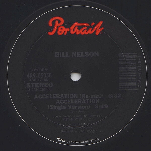 ・アーティスト Bill Nelson ・タイトル Acceleration ・レーベル・型番 Portrait 4R905058 ・フォーマット 12インチレコード ・コンディション(盤) 良い (VG+) ・コンディション(ジャケット)...