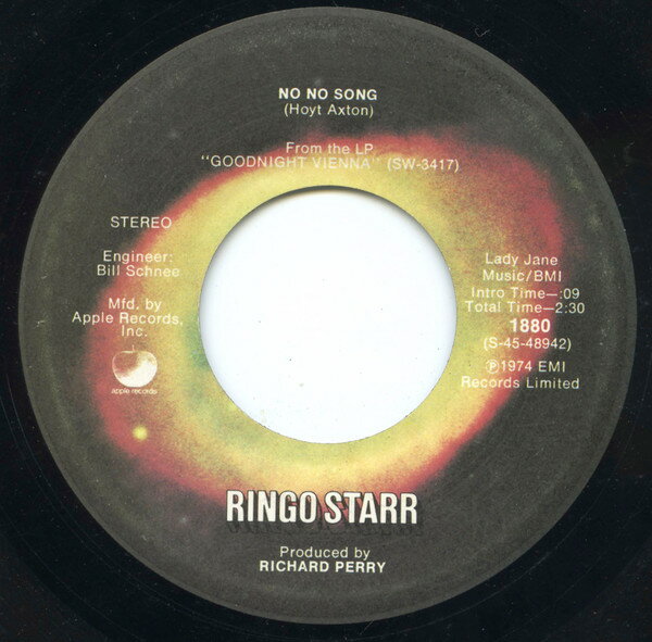 ・アーティスト Ringo Starr ・タイトル No No Song ・レーベル・型番 APPLE 1880 ・フォーマット 7インチレコード ・コンディション(盤) 可 (VG) ・コンディション(ジャケット) プレインカバー（元ジャ...
