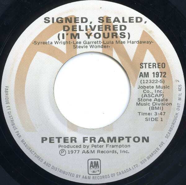 ・アーティスト Peter Frampton ・タイトル Signed, Sealed, Delivered (I'm Yours) ・レーベル・型番 A&M AM1972 ・フォーマット 7インチレコード ・コンディション(盤) 良い (...