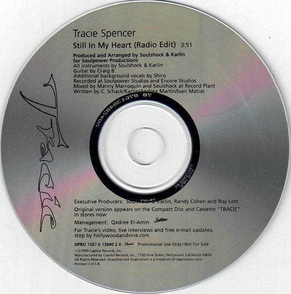 ・アーティスト Tracie Spencer ・タイトル Still In My Heart (Radio Edit) ・レーベル・型番 Capitol DPRO708761384024 ・フォーマット CD ・コンディション(盤) 非常に...