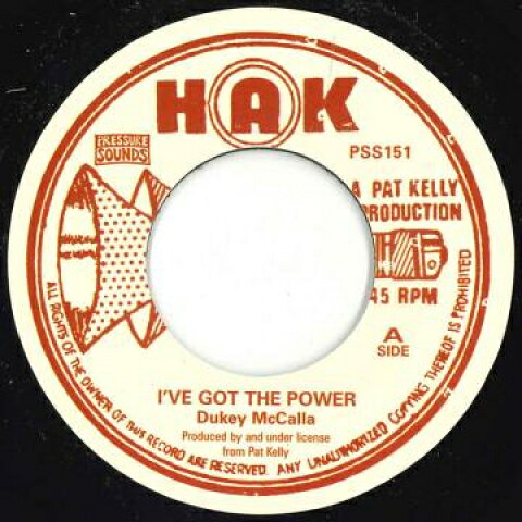 ・アーティスト Dukey McCalla ・タイトル I've Got The Power / Version ・レーベル・型番 Pressure Sounds PSS151 ・フォーマット 7" ・コンディション(盤) 新品 (M) ・...