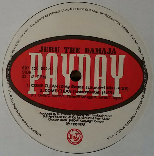 ・アーティスト Jeru The Damaja ・タイトル Come Clean ・レーベル・型番 Payday, FFRR 6971200021 ・フォーマット 12インチレコード ・コンディション(盤) 良い (VG+) ・コンディショ...