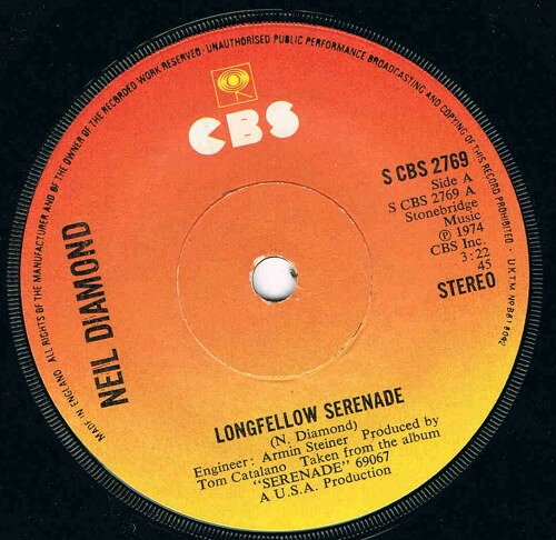 ・アーティスト Neil Diamond ・タイトル Longfellow Serenade ・レーベル・型番 CBS SCBS2769 ・フォーマット 7インチレコード ・コンディション(盤) 良い (VG+) ・コンディション(ジャケッ...