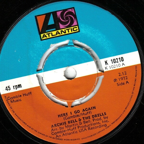 ・アーティスト Archie Bell & The Drells ・タイトル Here I Go Again ・レーベル・型番 Atlantic K10210 ・フォーマット 7インチレコード ・コンディション(盤) 可 (VG) ・コンデ...