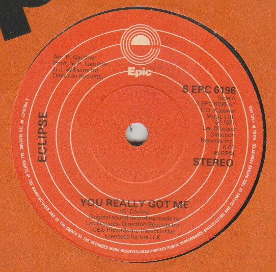 ・アーティスト Eclipse ・タイトル You Really Got Me / Born To Be Wild ・レーベル・型番 EPIC SEPC6196 ・フォーマット 7インチレコード ・コンディション(盤) 良い (VG+) ・...