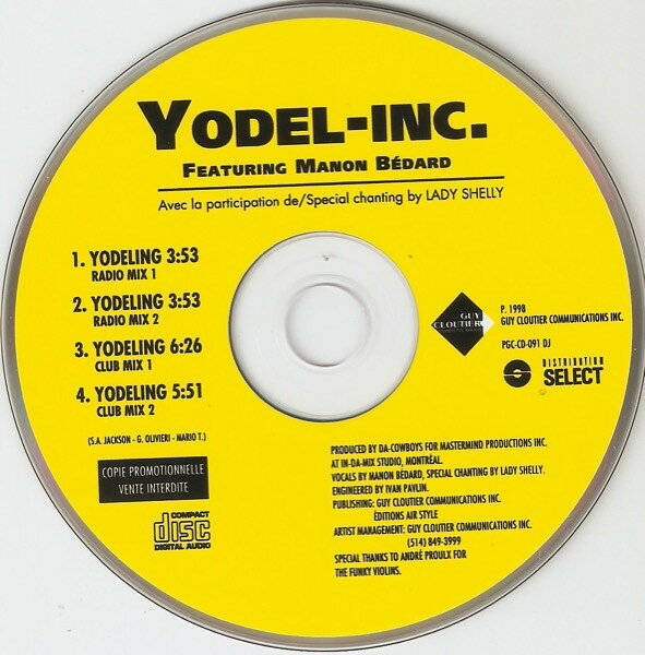 ・アーティスト Yodel-Inc ・タイトル Yodeling ・レーベル・型番 Guy Cloutier Communications PGCCD091DJPROMO ・フォーマット CD ・コンディション(盤) 良い (VG+) ・コ...