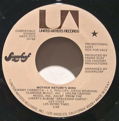 ・アーティスト Sugarloaf ・タイトル Mother Nature's Wine ・レーベル・型番 UNITED ARTISTS RECORDS 50784UAST7210 ・フォーマット 7インチレコード ・コンディション(盤) ...