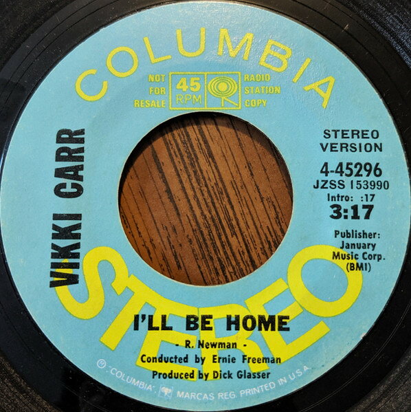・アーティスト Vikki Carr ・タイトル I'll Be Home ・レーベル・型番 Columbia 445296PROMO ・フォーマット 7インチレコード ・コンディション(盤) 良い (VG+) ・コンディション(ジャケット...
