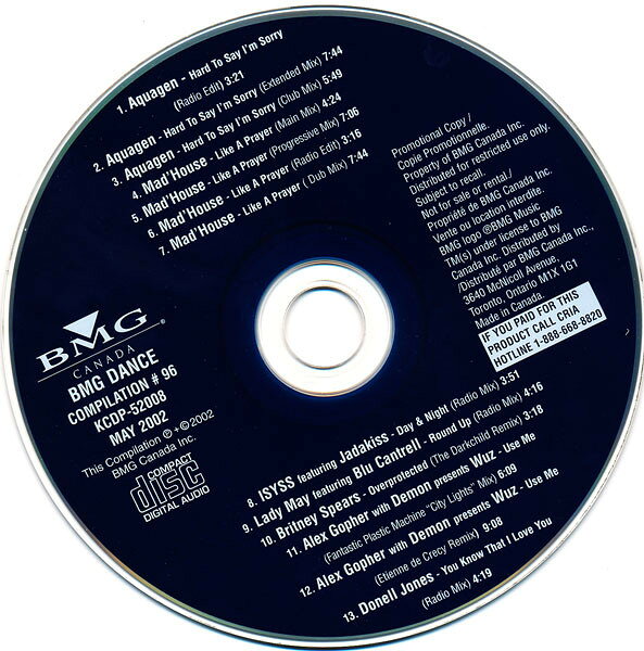 ・アーティスト Various ・タイトル Bmg Dance Compilation # 96 ・レーベル・型番 BMG Music KCDP52008PROMO ・フォーマット CD ・コンディション(盤) 良い (VG+) ・コンディ...