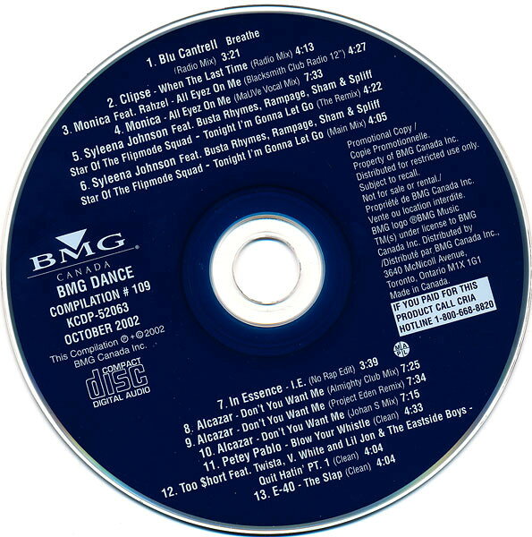 ・アーティスト Various ・タイトル Bmg Dance Compilation # 109 ・レーベル・型番 BMG Music KCDP52063PROMO ・フォーマット CD ・コンディション(盤) 良い (VG+) ・コンデ...