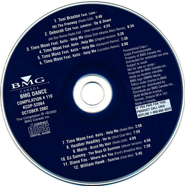 ・アーティスト Various ・タイトル Bmg Dance Compilation # 110 ・レーベル・型番 BMG Music KCDP52064PROMO ・フォーマット CD ・コンディション(盤) 良い (VG+) ・コンデ...