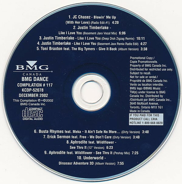 ・アーティスト Various ・タイトル Bmg Dance Compilation # 117 ・レーベル・型番 BMG Music KCDP52078PROMO ・フォーマット CD ・コンディション(盤) 良い (VG+) ・コンデ...