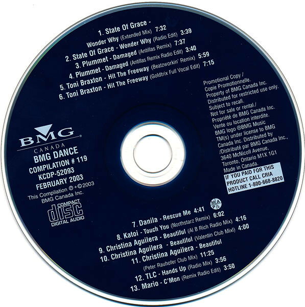 ・アーティスト Various ・タイトル Bmg Dance Compilation # 119 ・レーベル・型番 BMG Music KCDP52093PROMO ・フォーマット CD ・コンディション(盤) 良い (VG+) ・コンデ...