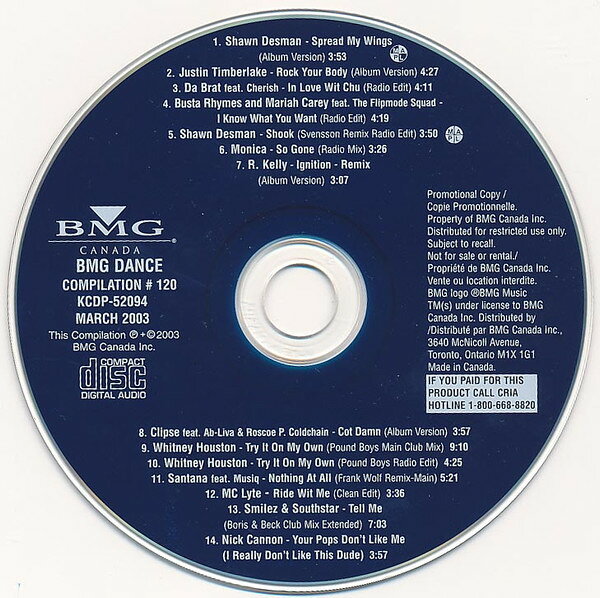 ・アーティスト Various ・タイトル Bmg Dance Compilation # 120 ・レーベル・型番 BMG Music Canada KCDP52094PROMO ・フォーマット CD ・コンディション(盤) 非常に良い(...