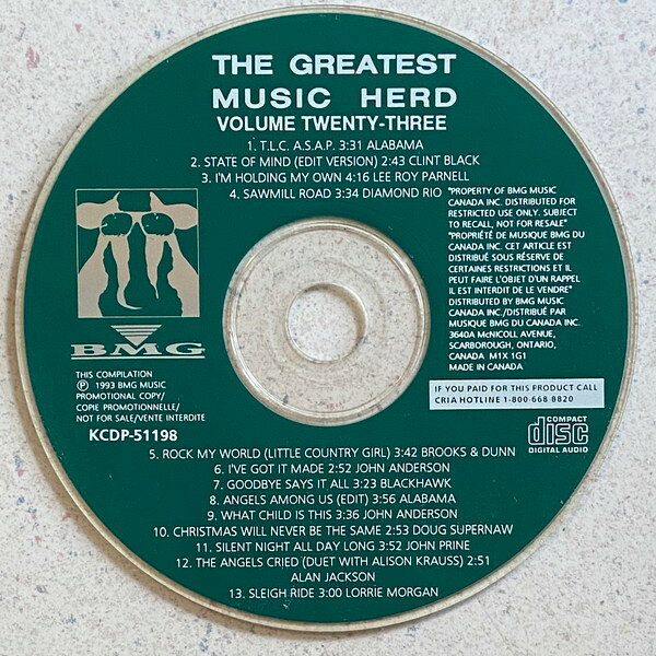 ・アーティスト Various ・タイトル The Greatest Music Herd Volume Twenty-three ・レーベル・型番 BMG KCDP51198 ・フォーマット CD ・コンディション(盤) 良い (VG+)...