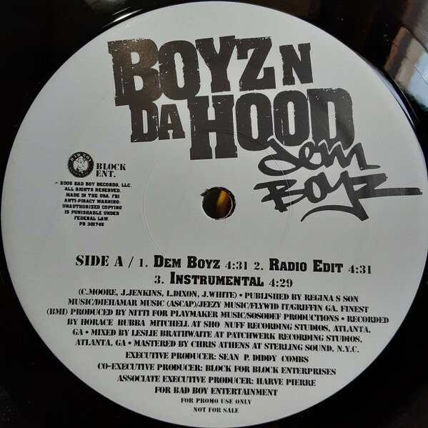 ・アーティスト Boyz N Da Hood ・タイトル Dem Boyz ・レーベル・型番 Bad Boy Entertainment PR301745 ・フォーマット 12インチレコード ・コンディション(盤) 非常に良い(EX) ・コ...