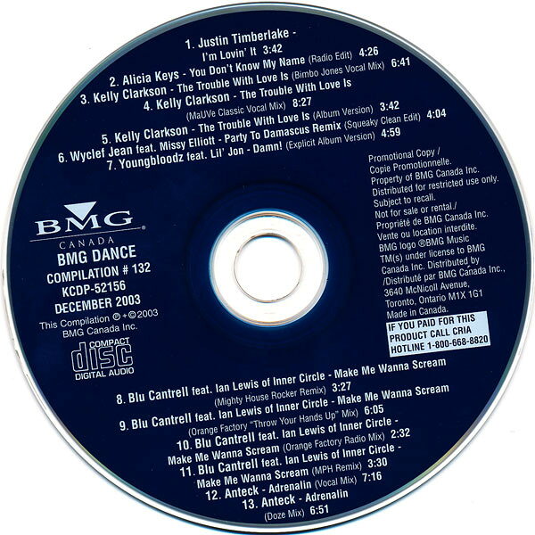 ・アーティスト Various ・タイトル Bmg Dance Compilation # 132 ・レーベル・型番 BMG Music Canada KCDP52156PROMO ・フォーマット CD ・コンディション(盤) 良い (VG...