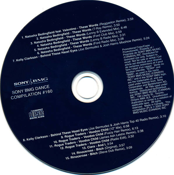 ・アーティスト Various ・タイトル Sony Bmg Dance Compilation # 160 ・レーベル・型番 Sony BMG Music 82876736872 ・フォーマット CD ・コンディション(盤) ほぼ新品 (...